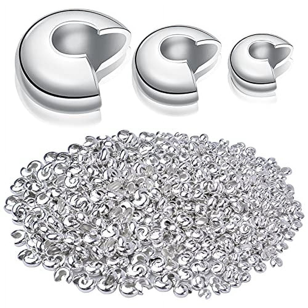 Aylifu 600pcs Silver Crimp Bead Knot Covers Metal Half Round Open Crimp ...