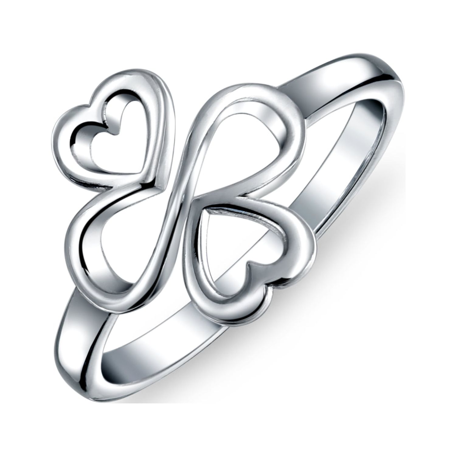 Sterling Silver Couple's Birthstone Heart Infinity Diamond Accent Ring ...