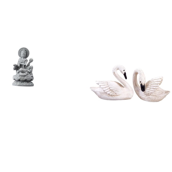 Aymzbd Guan Yin Statue Swan Figurine Resin Sculpture Ornament Table ...