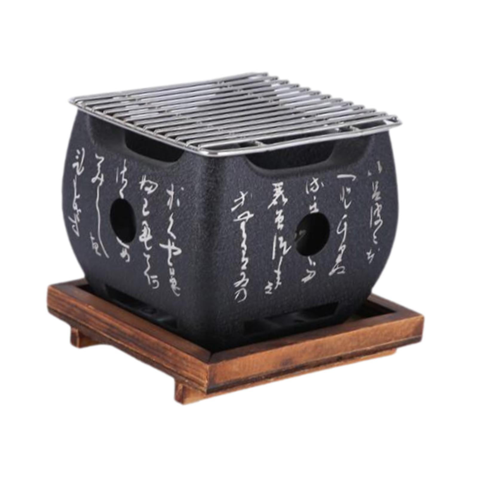 Aymzbd Japanese Barbecue Grill with Wire Mesh Wooden Base BBQ Plate for ...
