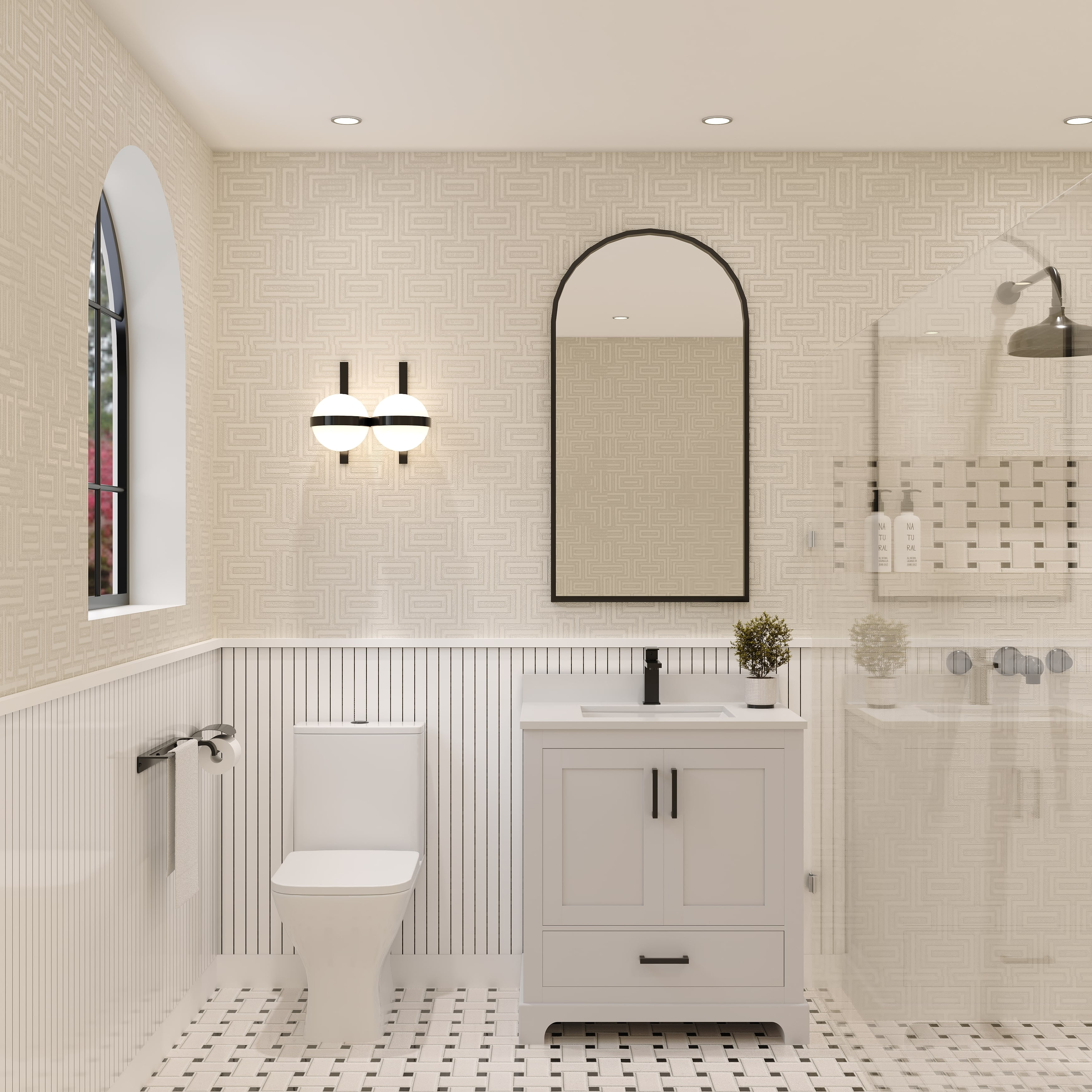 Ayna Decors Maya 30 in White Bathroom Vanity Set with White Quartz ...