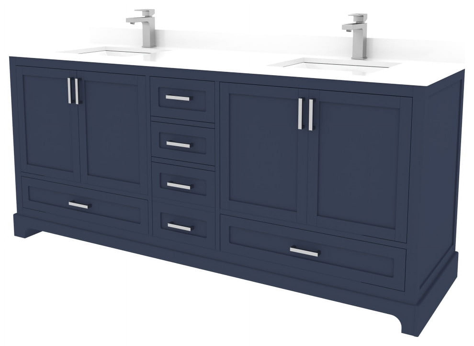Ayna Decors Maya 72 in Navy Blue Double Sink Bathroom Vanity Set with ...