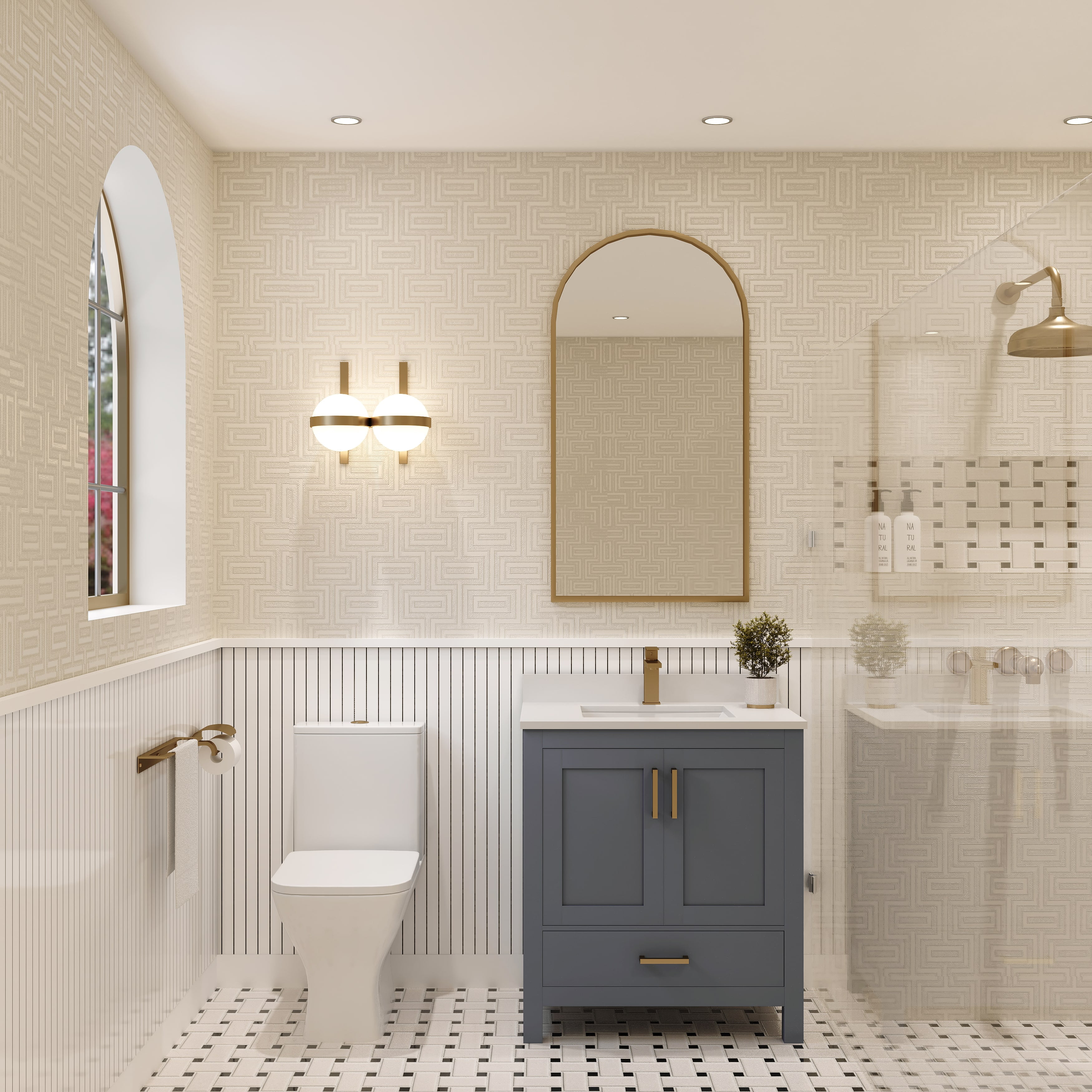 Ayna Decors Rooh 30 in Charcoal Grey Bathroom Vanity Set with White ...