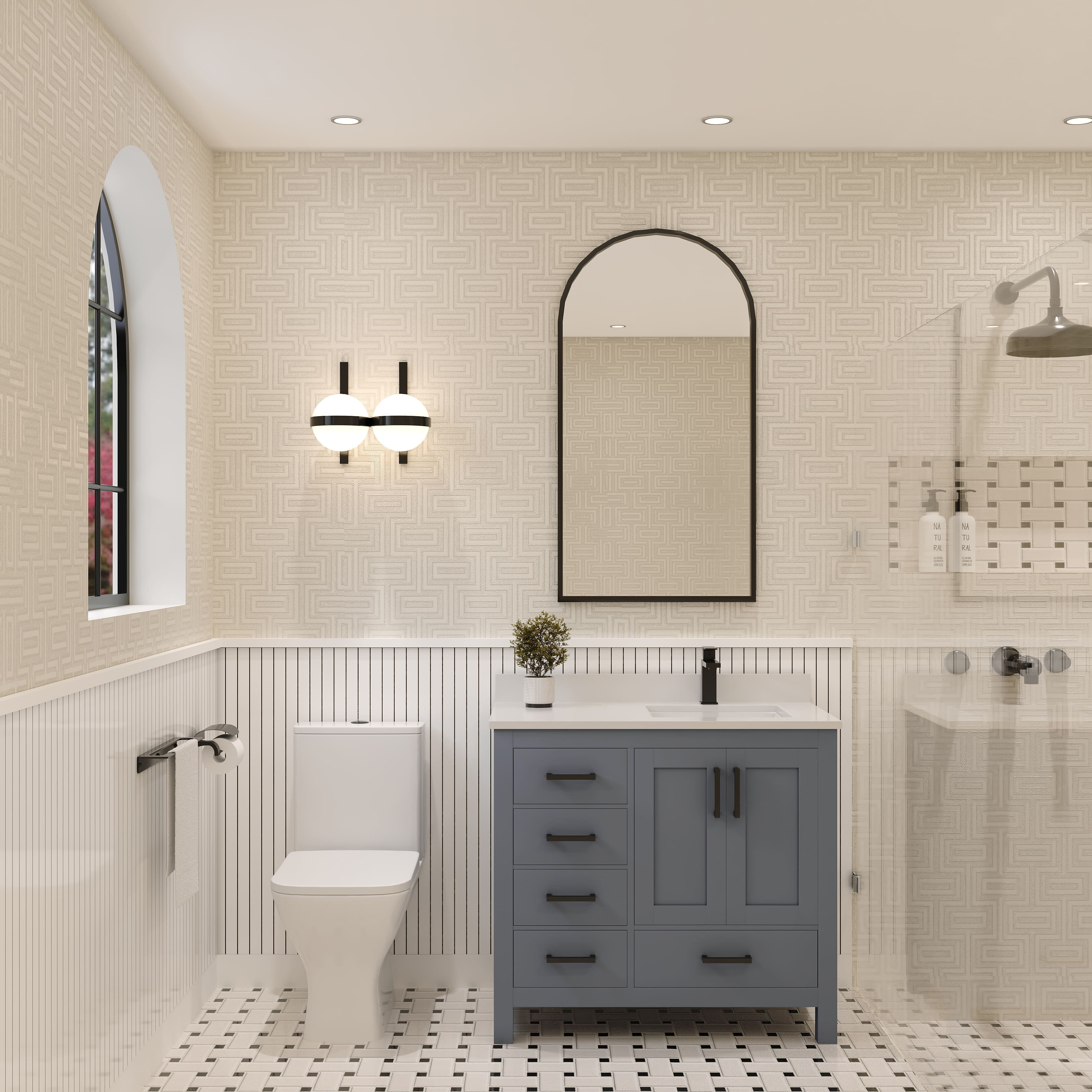 Ayna Decors Rooh 36 in Charcoal Grey Bathroom Vanity Set with White ...