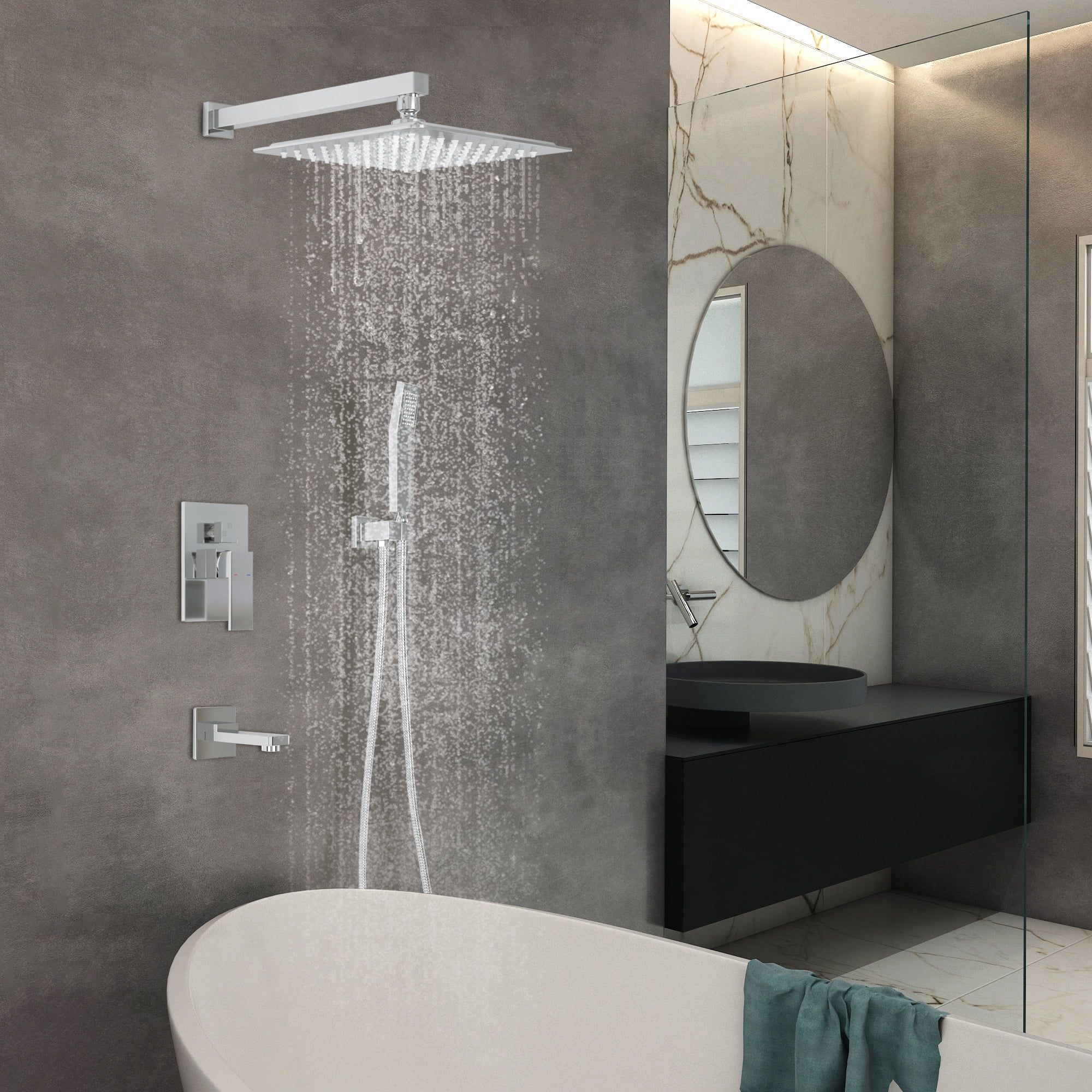 Ayna Decors Stainless Steel Shower System with 12 Inch Rain Shower Head ...