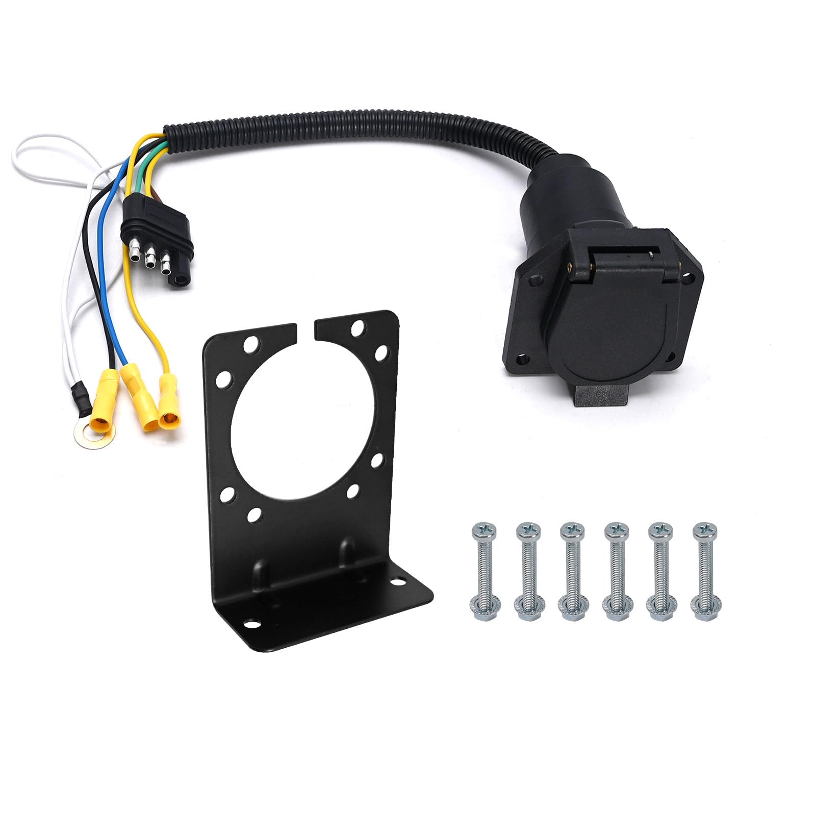 Aynaxcol 4 Wire Flat To 7 Way RV Blade Trailer Light Plug Adapter Plug ...