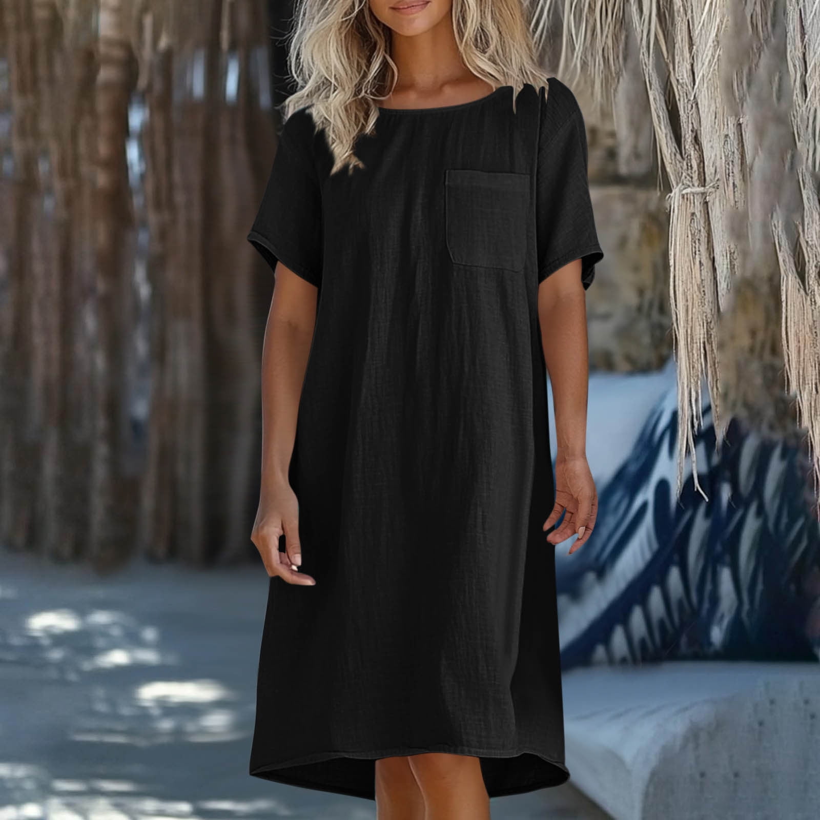 Ayolanni Black Summer Dresses for Women 2025 Vacation Knee-Length Short ...
