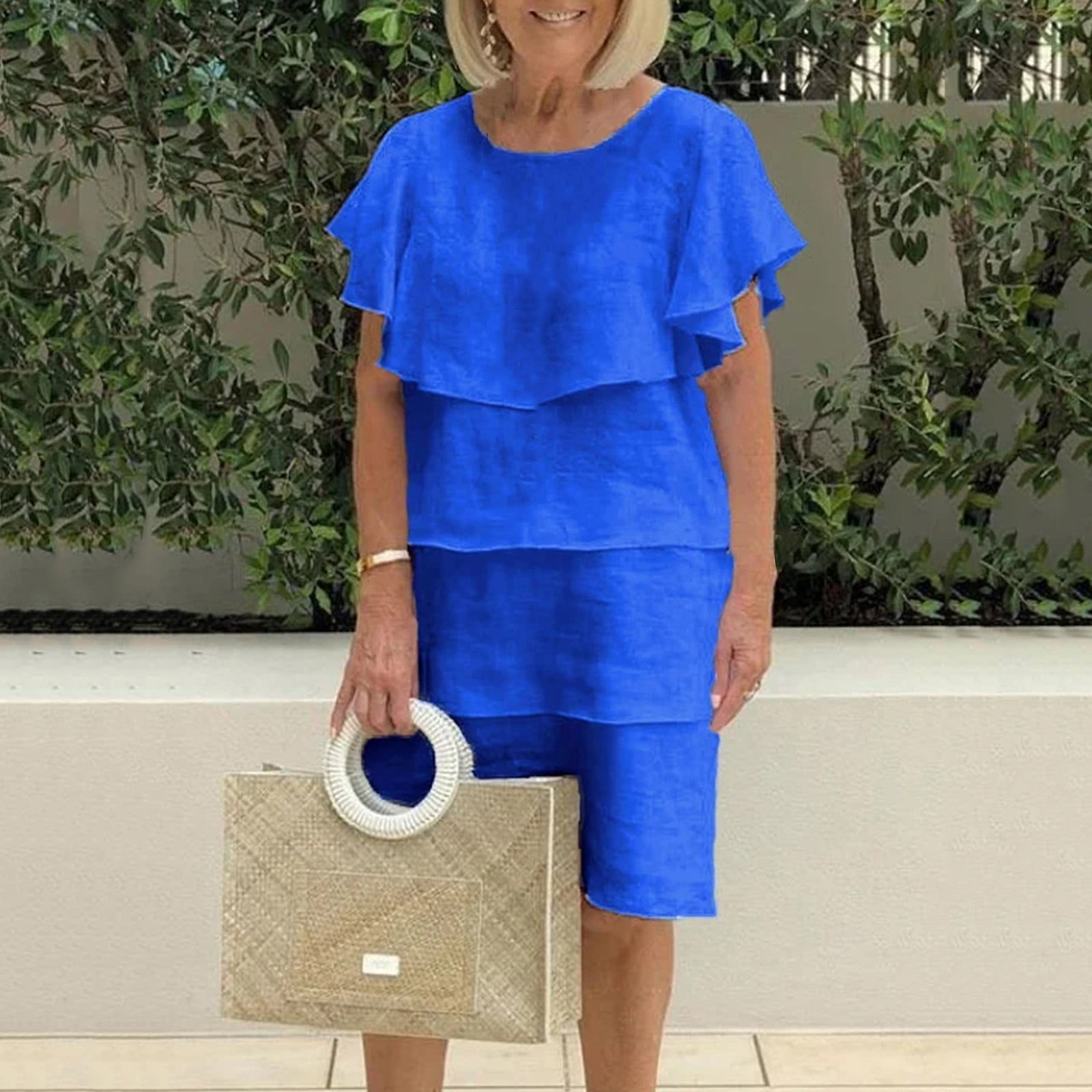 Ayolanni Blue Party Dresses for Women Flutter Knee-Length Short Sleeve ...