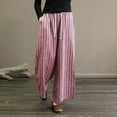 Ayolanni Boho Womens Summer Pants Wide Leg Elastic Waist Striped ...