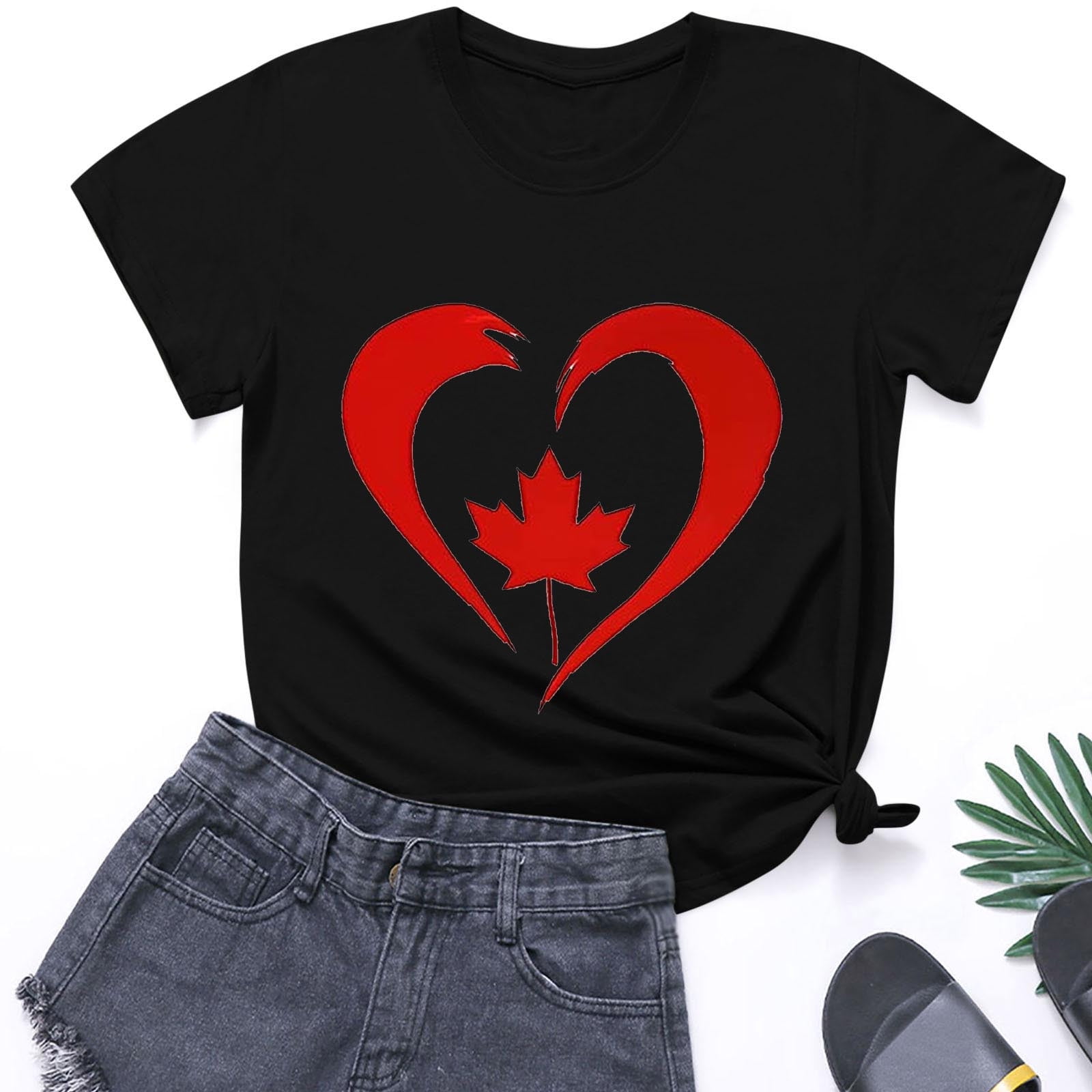 Ayolanni Canada Maple Tshirts for Women Black Short Sleeve T-Shirts Shirts for Girls S - Walmart.com