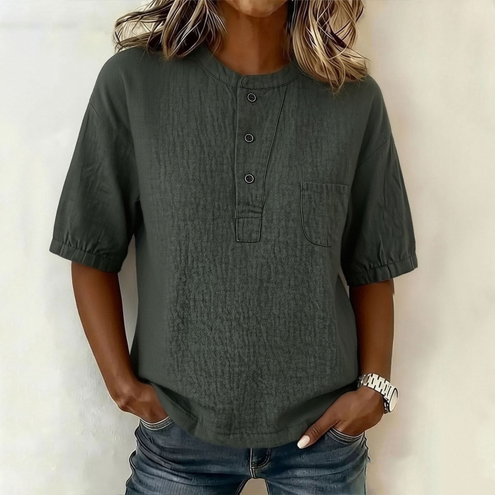 Ayolanni Casual 2026 Summer Clothes Short Sleeve Solid Color Crew Neck ...