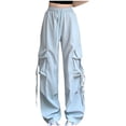 Ayolanni Casual Pants for Women Solid Straight Leg Drawstring Elastic ...