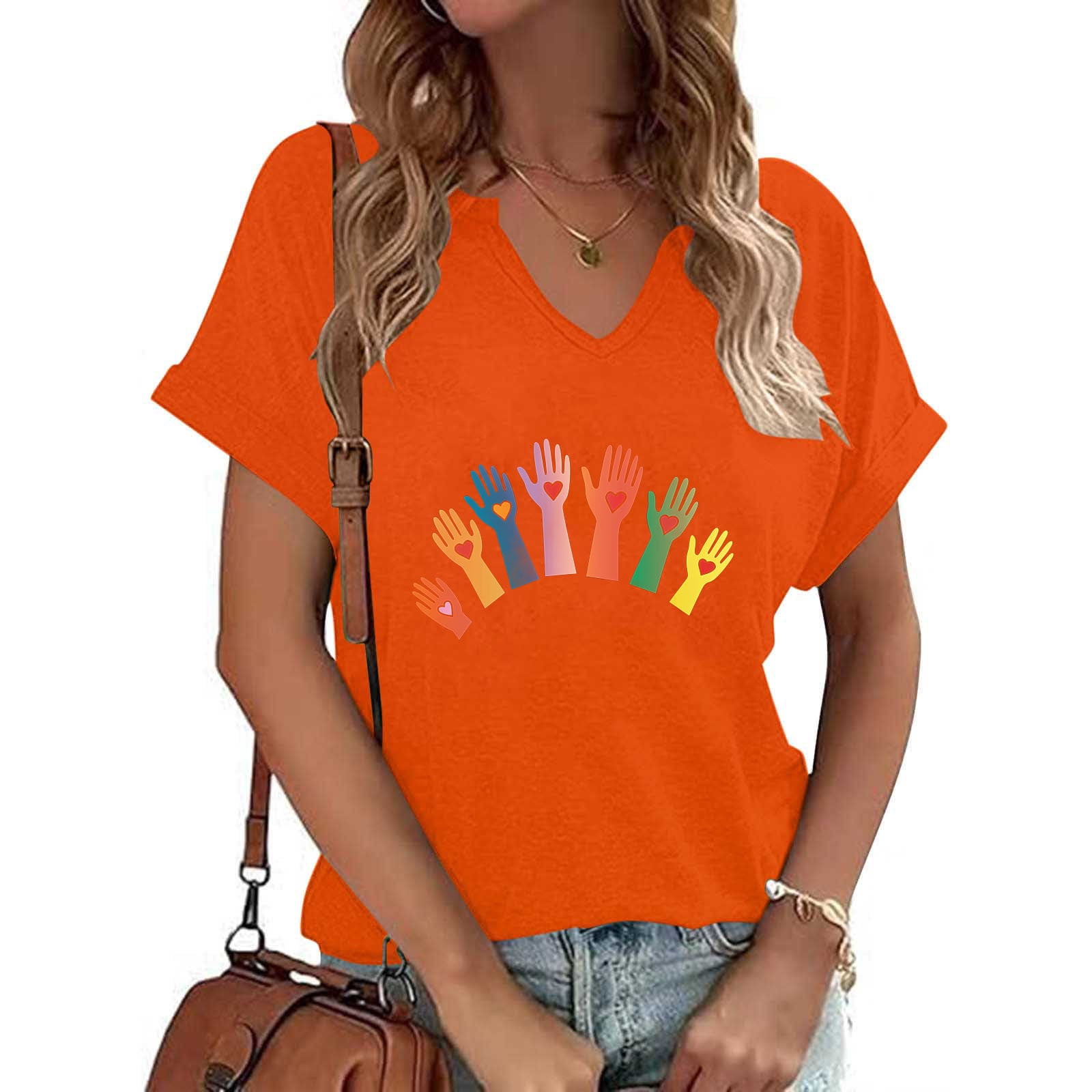 Ayolanni Casual Summer Shirts for Women Graphic Print Short Sleeve V ...