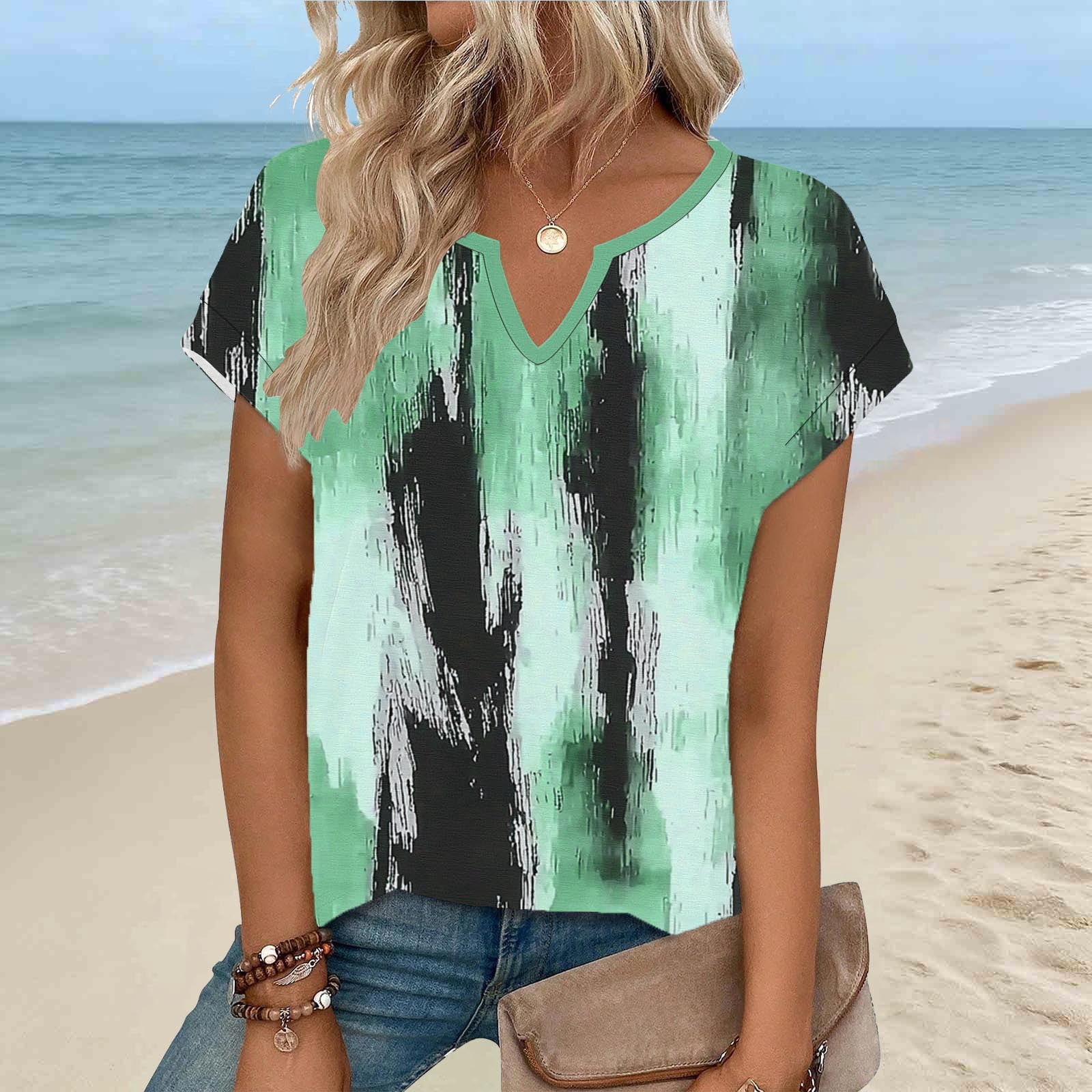 Ayolanni Casual Summer Shirts for Women Printed Lightweight Short ...