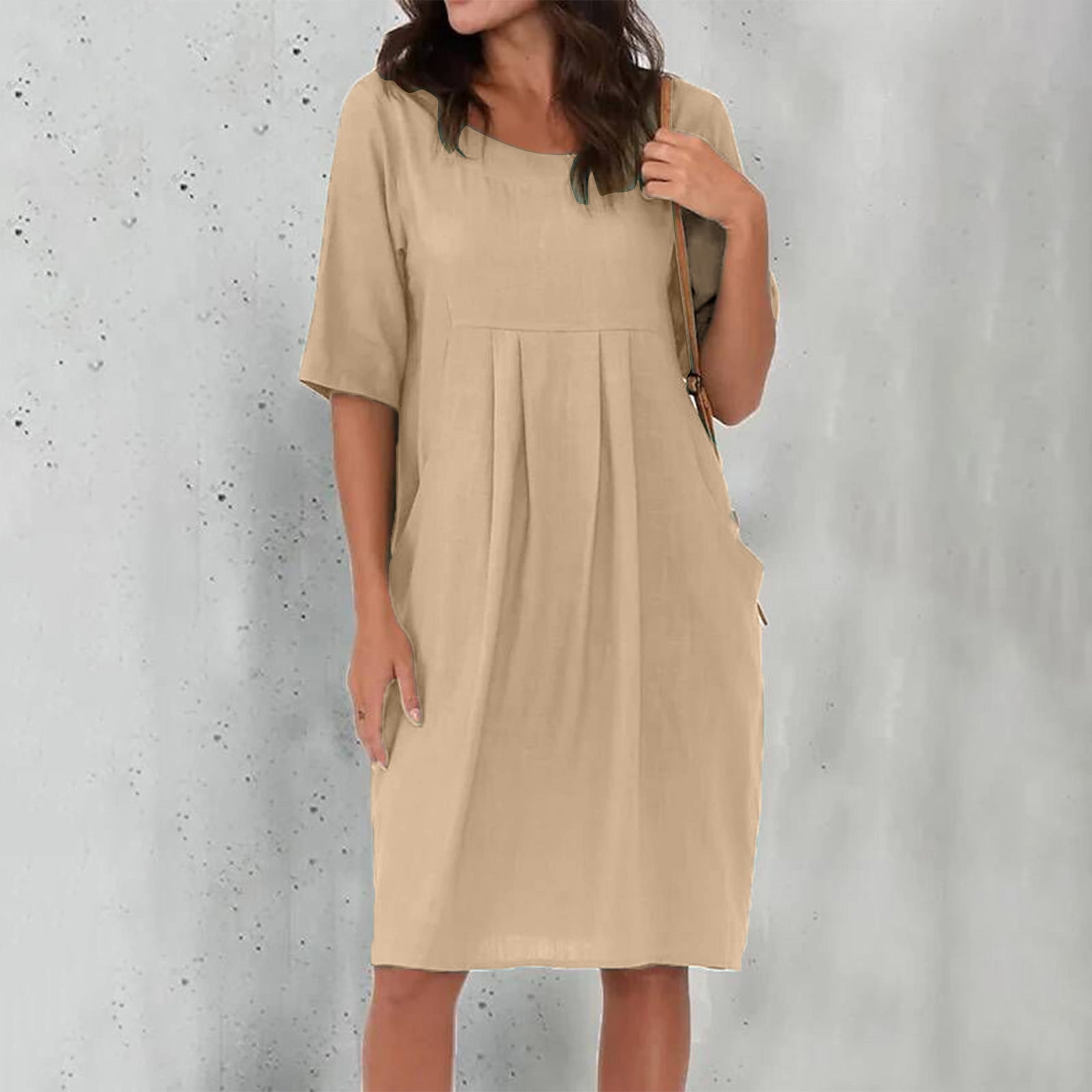 Ayolanni Graduation Dresses for Women 2025 Beige Short Sleeve Solid ...