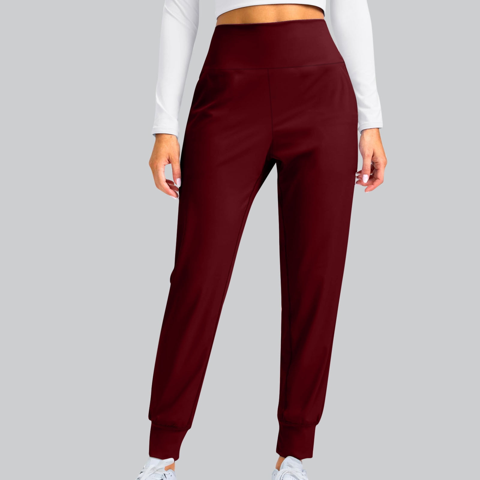 Ayolanni High Loose Pants for Women Cozy Yoga Red Taper Elastic Waist ...