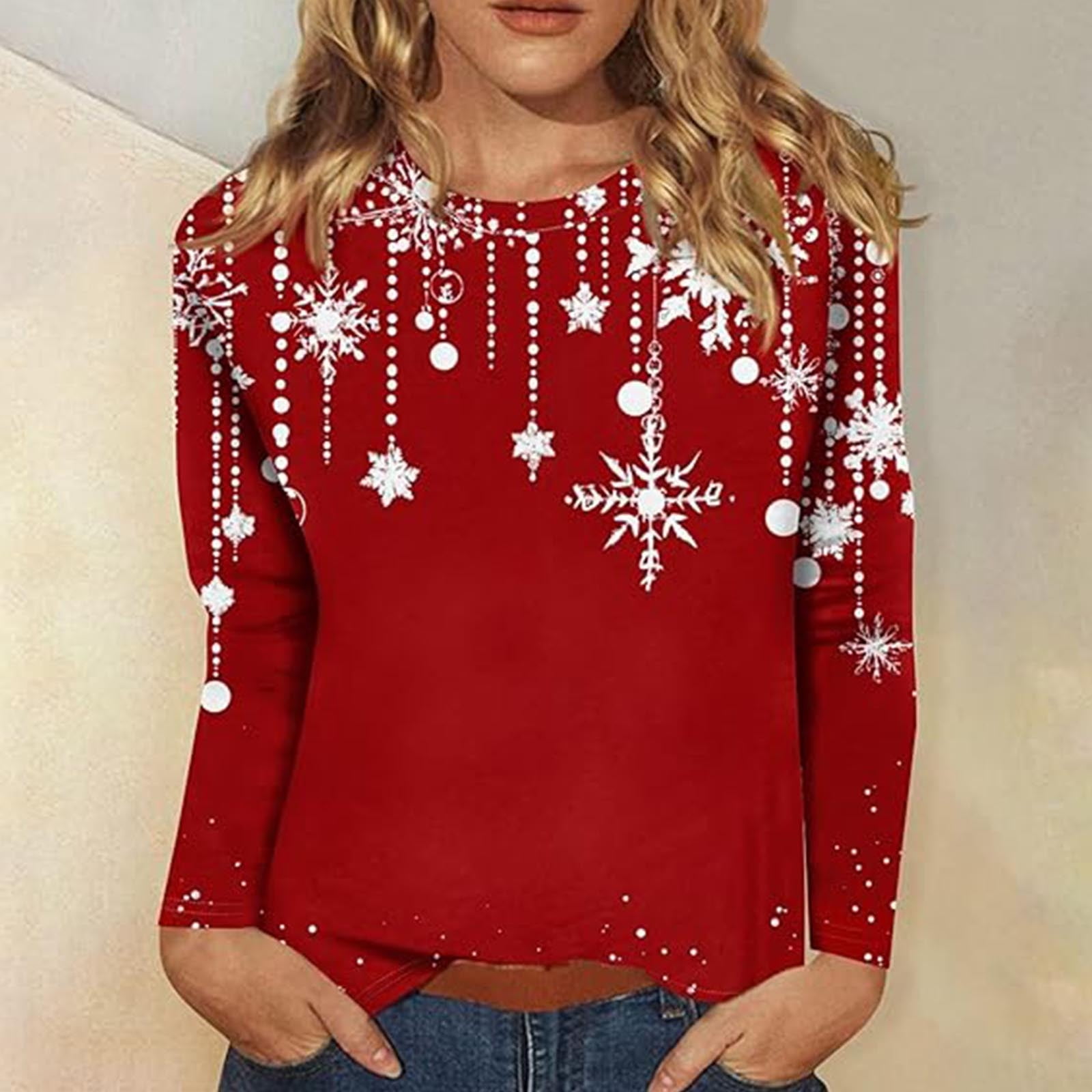 Ayolanni Layering Tops for Women Long Sleeve Red Christmas Pullover ...