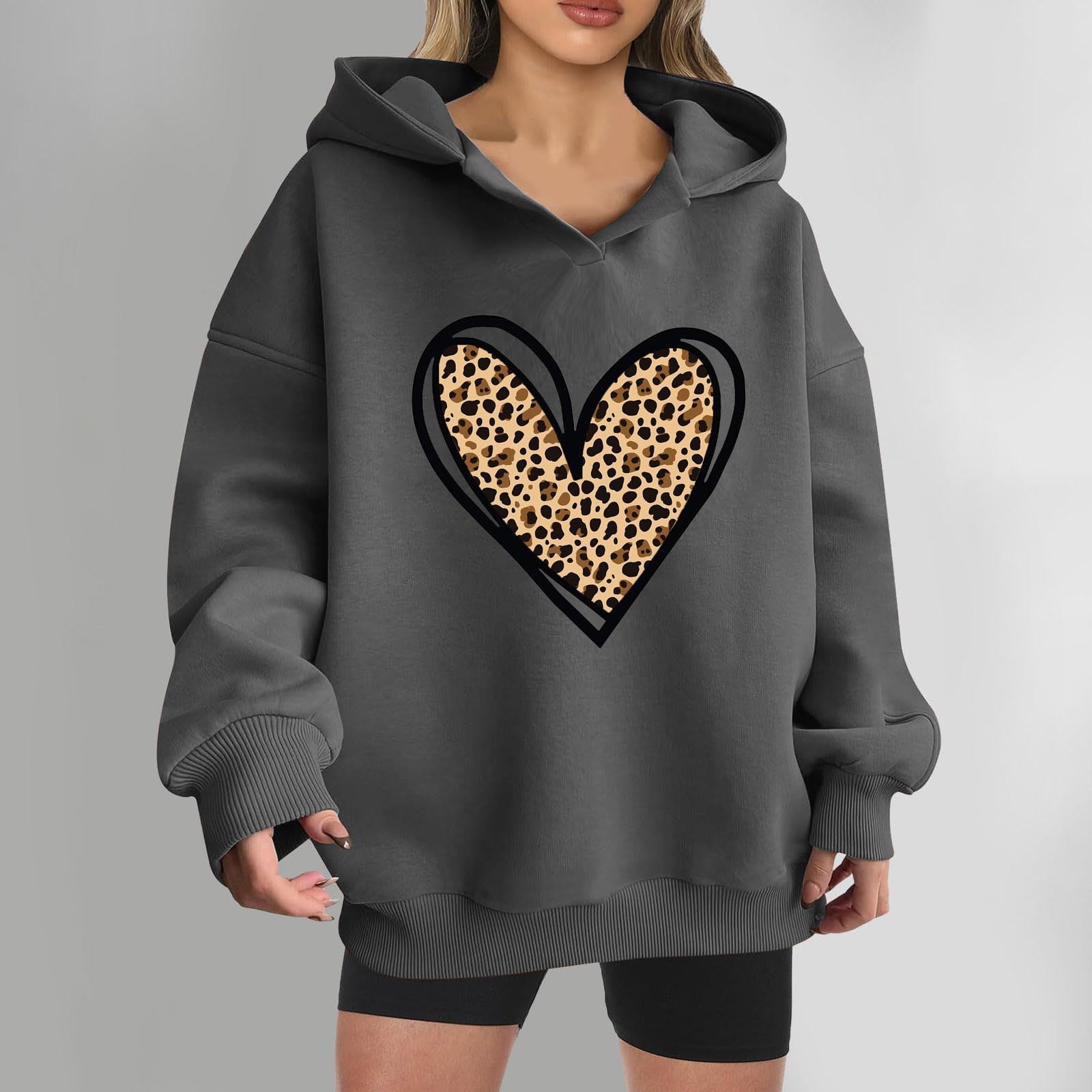 Ayolanni Long Sleeve Fall Sweatshirts for Women 2025 Oversized Gray ...