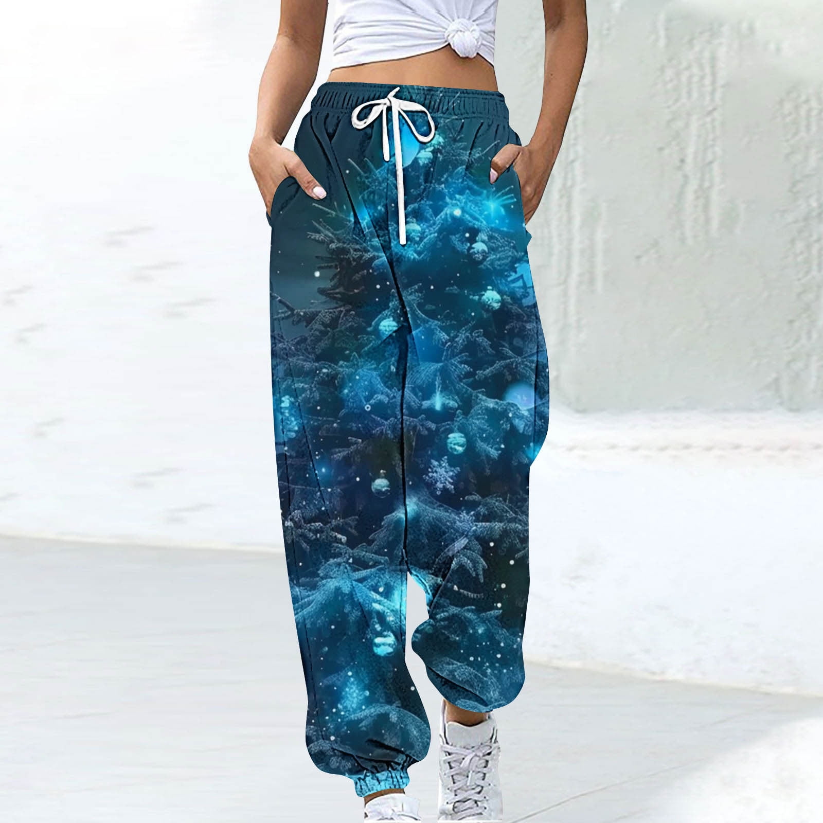 Ayolanni Loose Plus Size Womens Pants Clearance $ 5 Blue Christmas ...