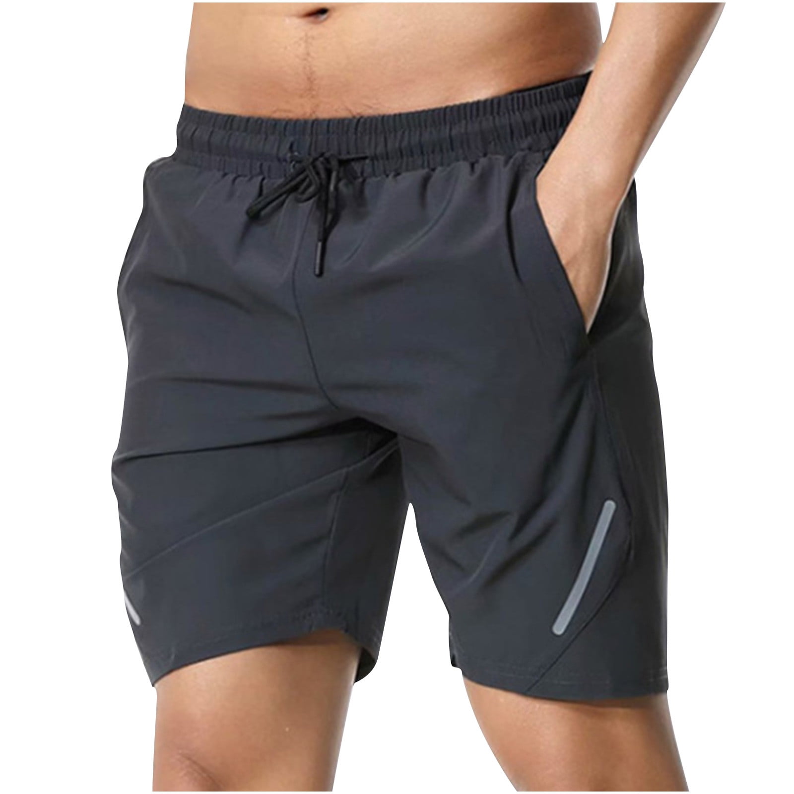 Ayolanni Short Men Gray Elastic Waist Running Shorts Solid with Pockets ...