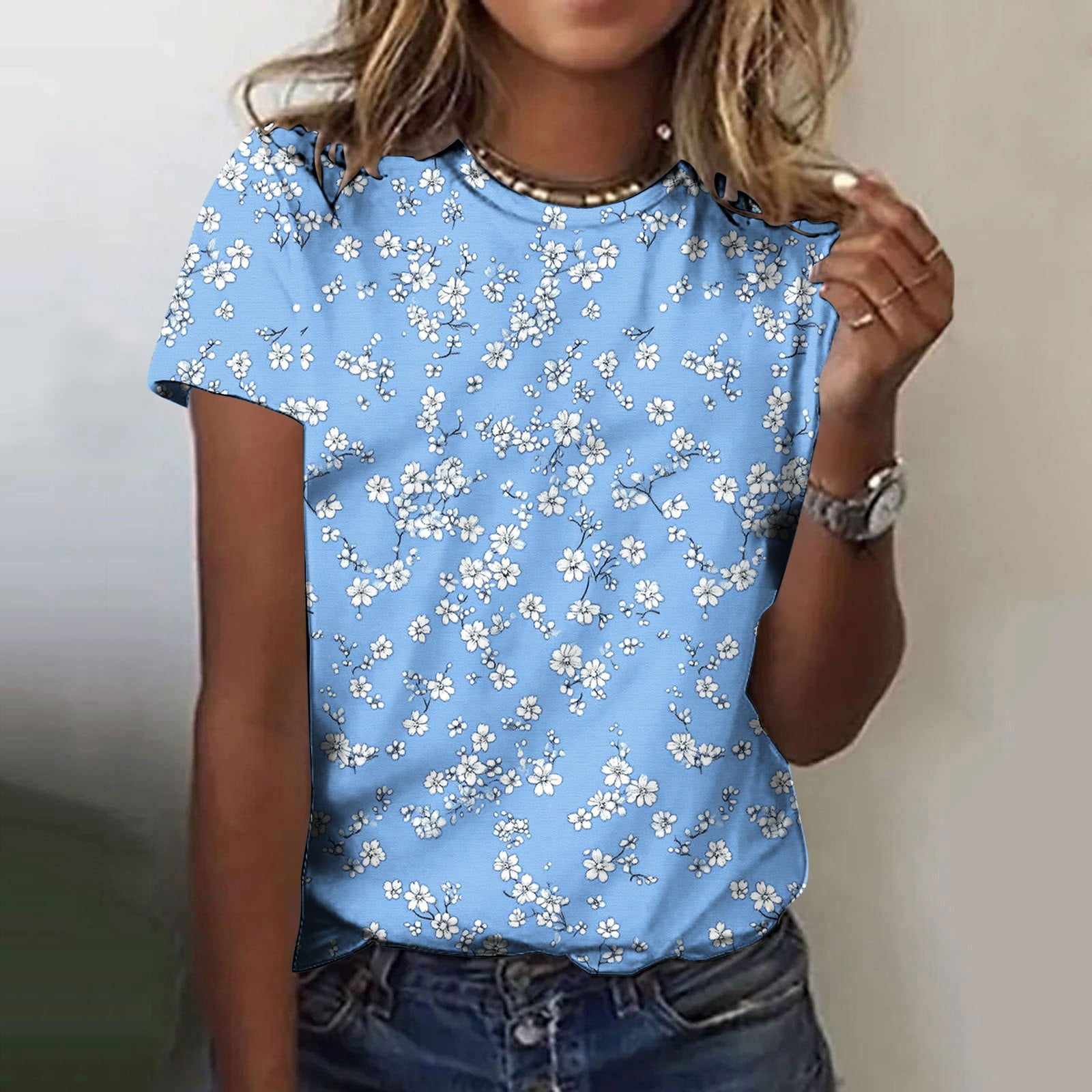 Ayolanni Short Sleeve 2026 Summer Clothes Casual Crew Neck Shirts Plus ...