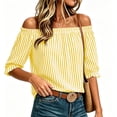 Ayolanni Short Sleeve 2026 Vacation Clothes Ruffled V-Neck Striped ...