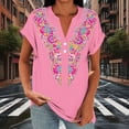 Ayolanni Short Sleeve Summer Blouses for Women Button Down V-Neck ...