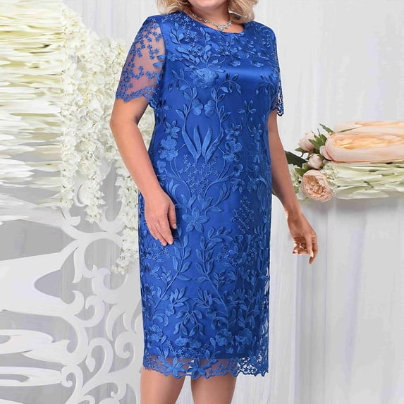 Ayolanni Short Sleeve Summer Dresses for Women 2026 Solid Lace ...
