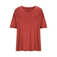 Ayolanni Short Sleeve T Shirts for Women Solid Collarless Casual V-Neck ...