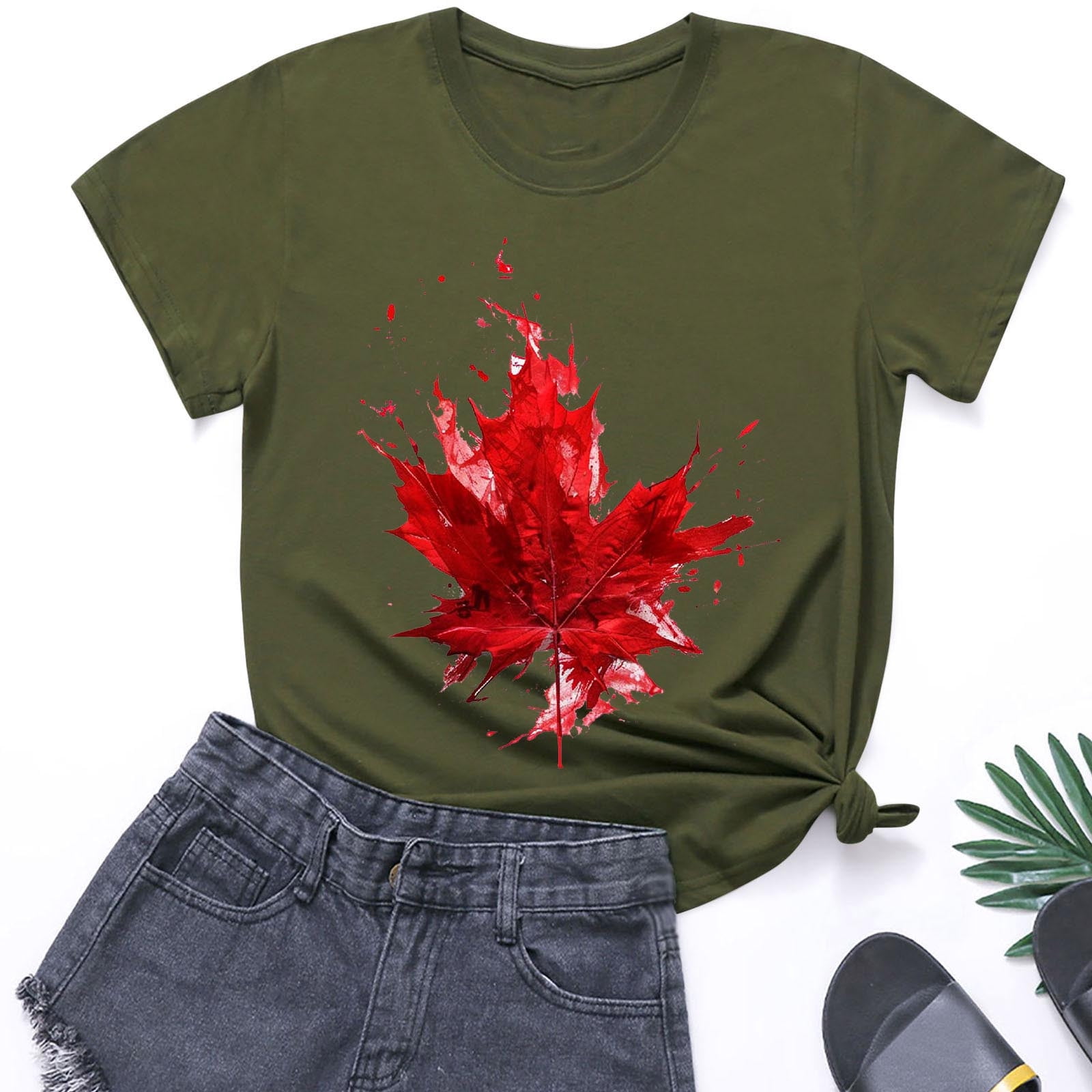 Ayolanni Short Sleeve Womens T Shirts Trendy Clearance Green Canada ...