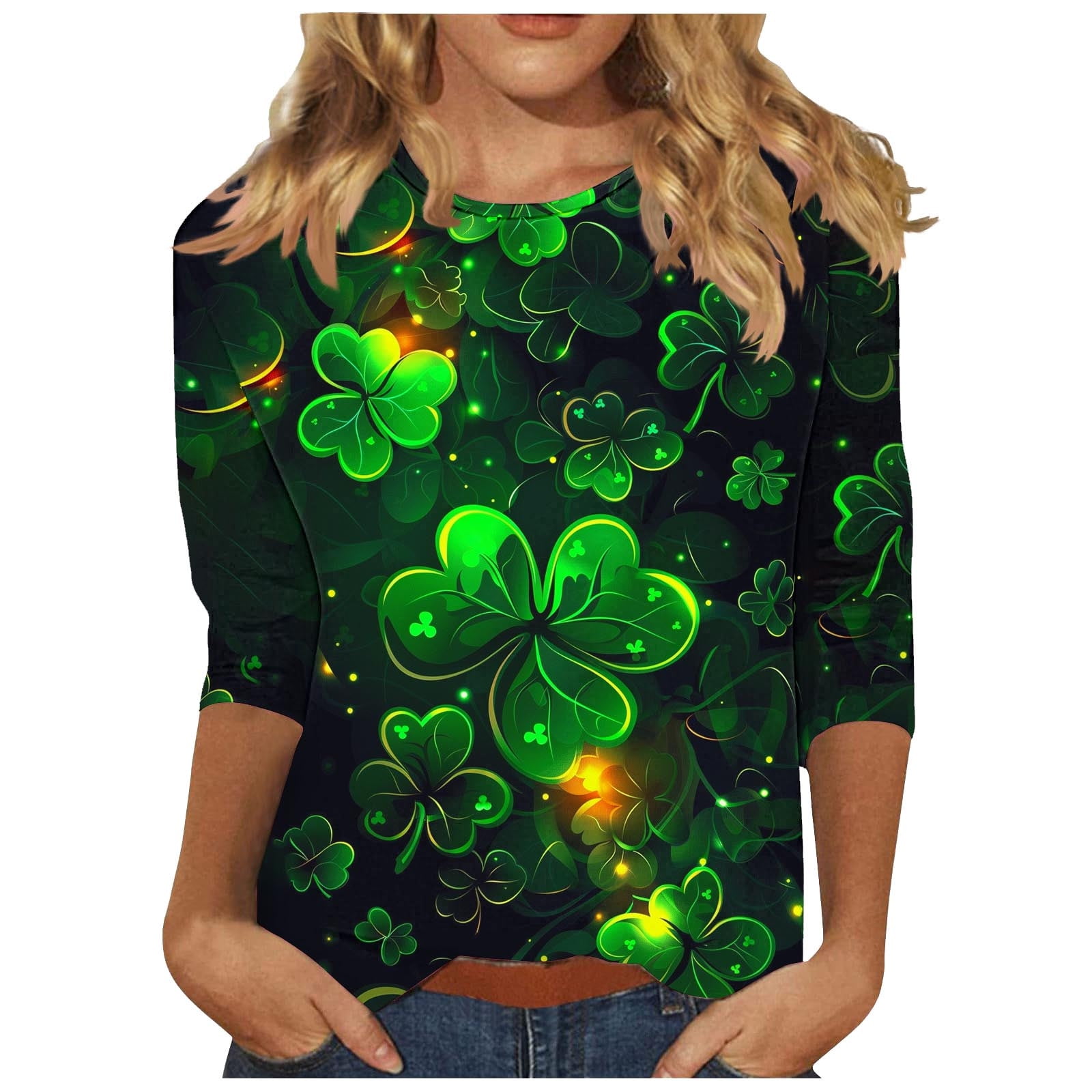 Ayolanni St. Patricks Day Womens Tops Short Sleeve Green Loose Back to ...