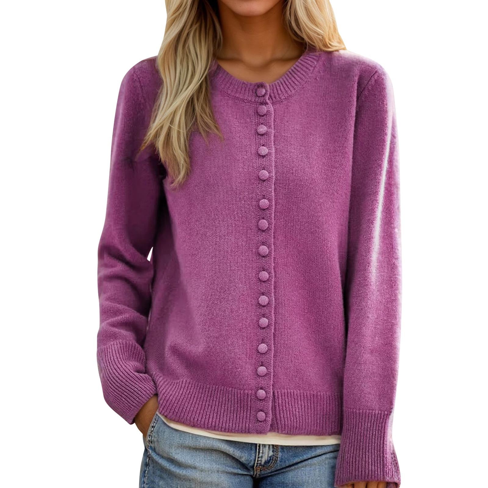 Ayolanni Sweaters for Women Long Sleeve Cardigan Pink Button down Coats ...