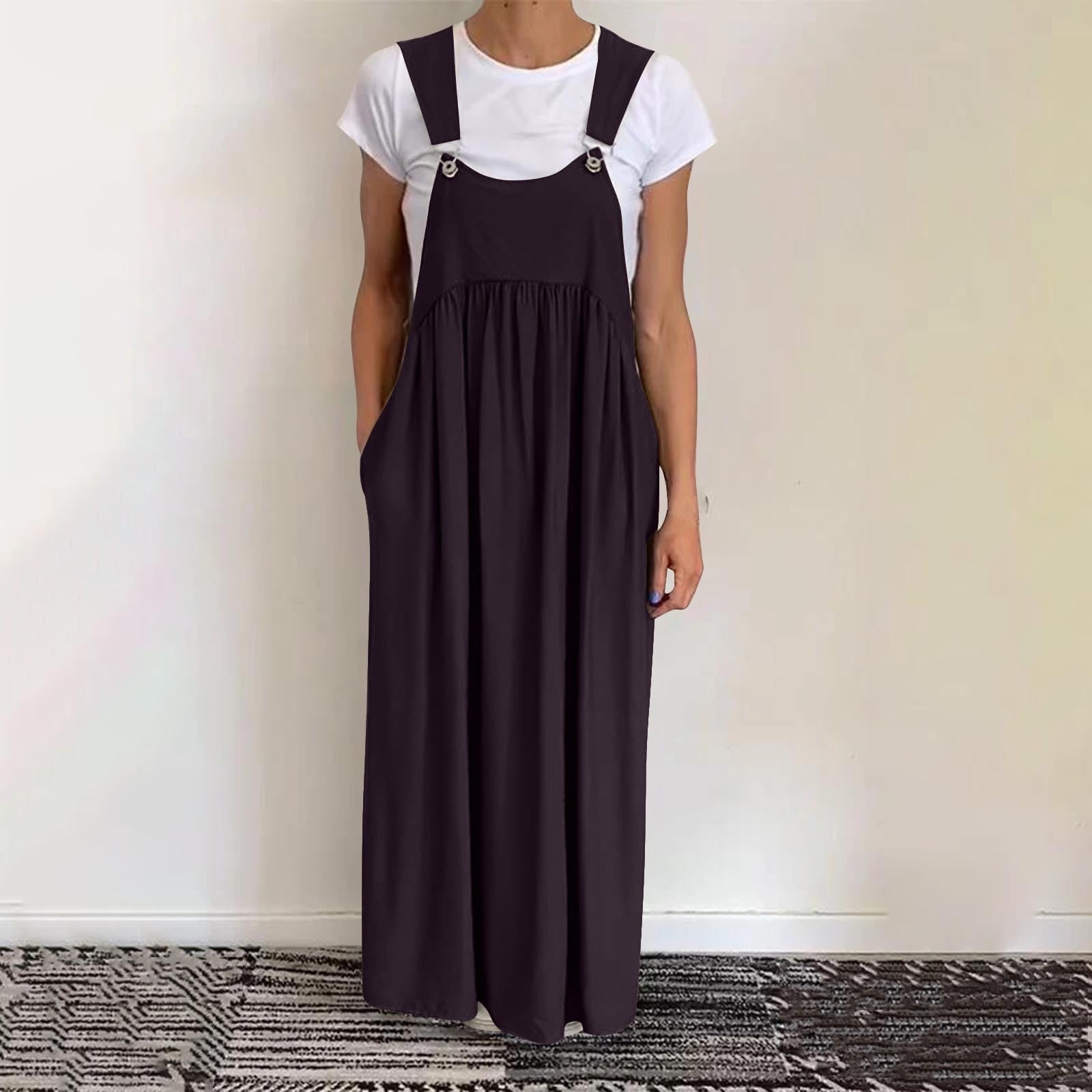 Ayolanni Tunic Dresses for Women 2025 Pinafore Pinafore Black Solid ...