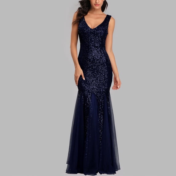 Ayolanni V-Neck Sundresses for Women Elegant Solid Color Maxi Bodycon ...