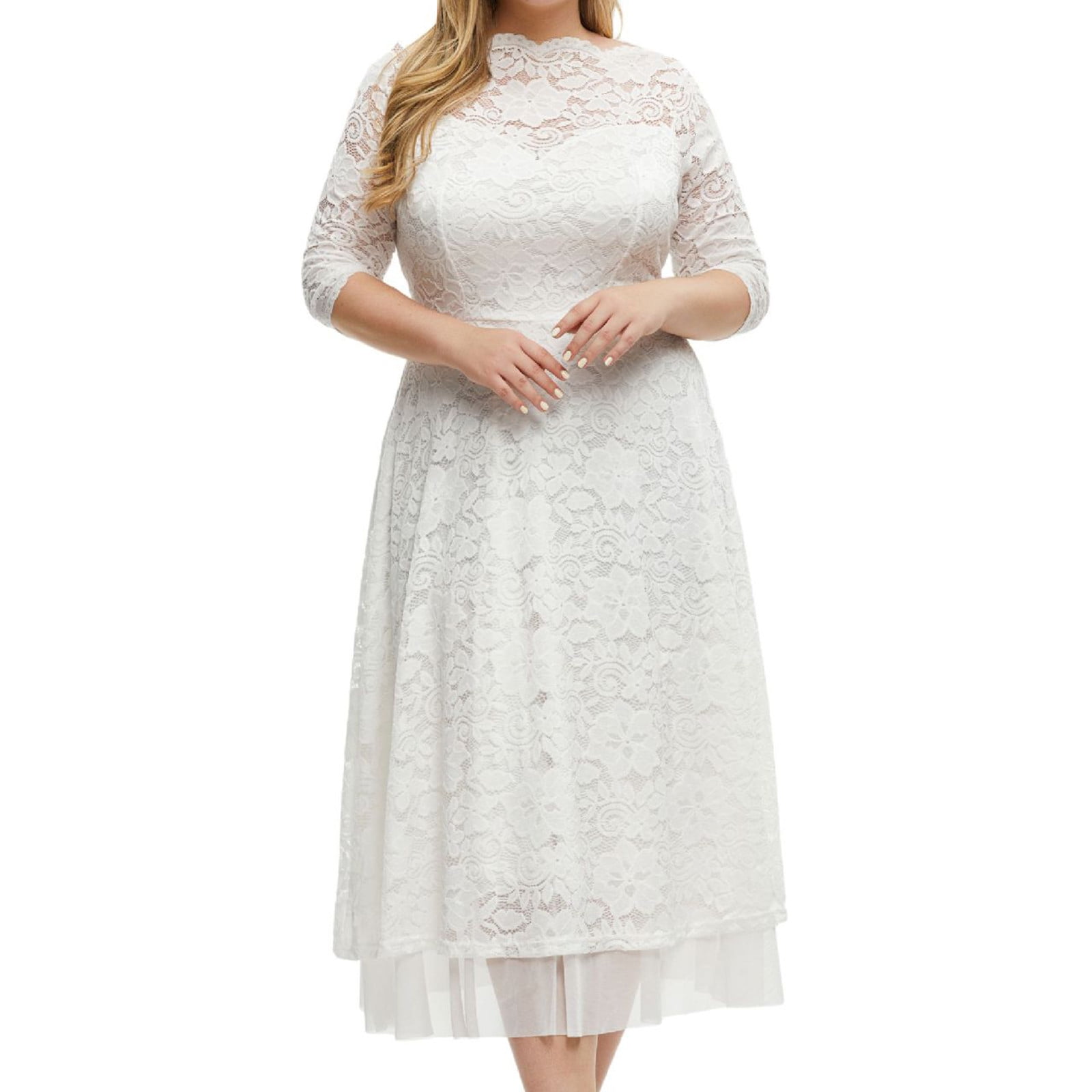 Ayolanni White Casual Dresses for Women Cruise Ankle-Length Long Sleeve ...