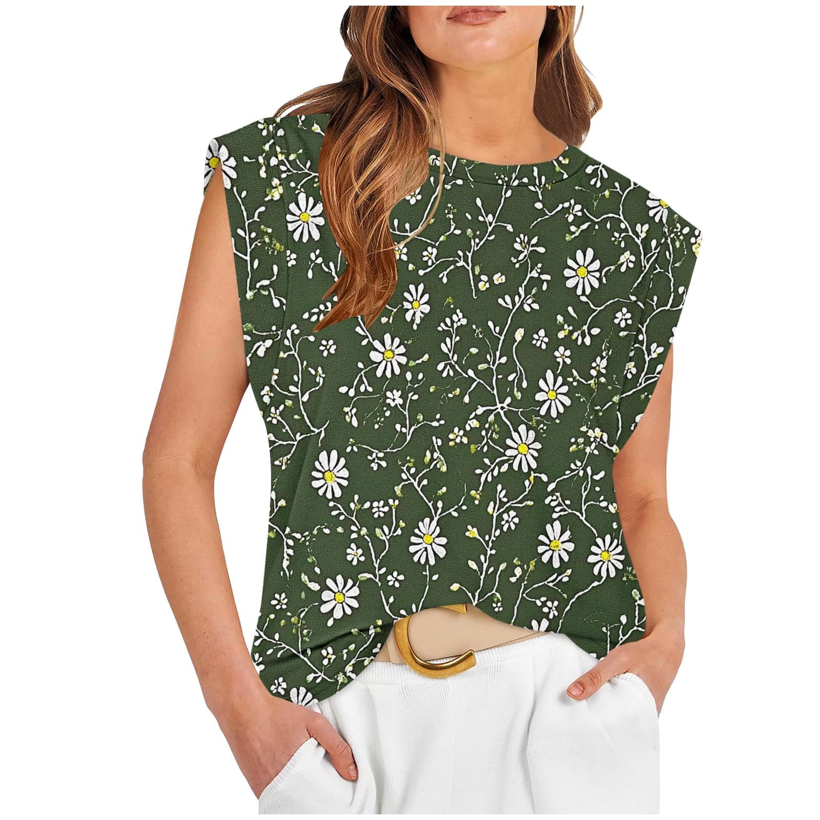 Ayolanni Women's Shirts On Clearance Floral Print Tank Tops Lady ...