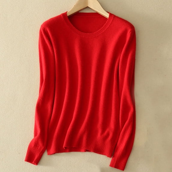 Ayolanni Womens Tops for Teachers Red Dressy Long Sleeve Knitted ...