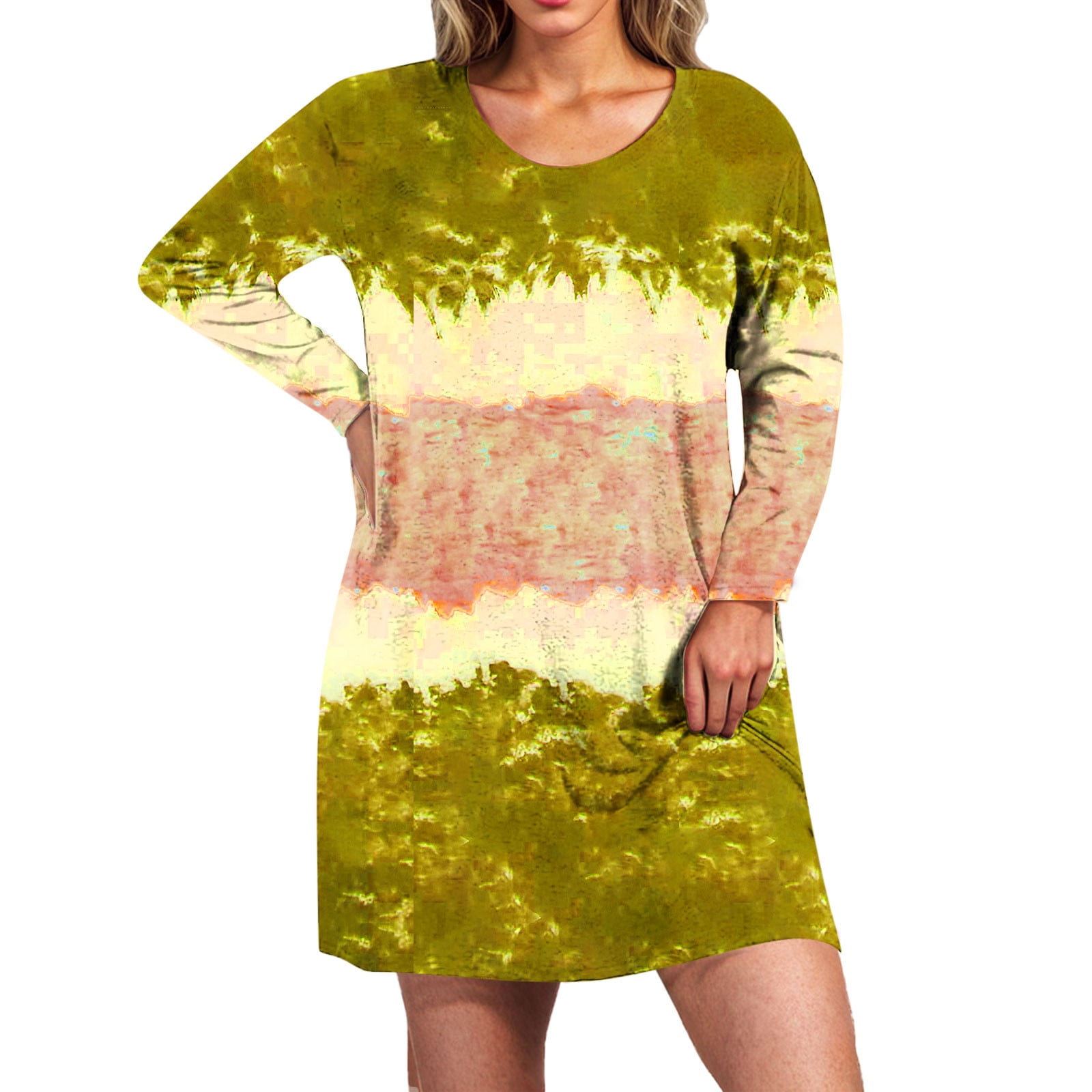 Ayolanni Yellow Evening Dresses for Women Above The Knee Long Sleeve ...