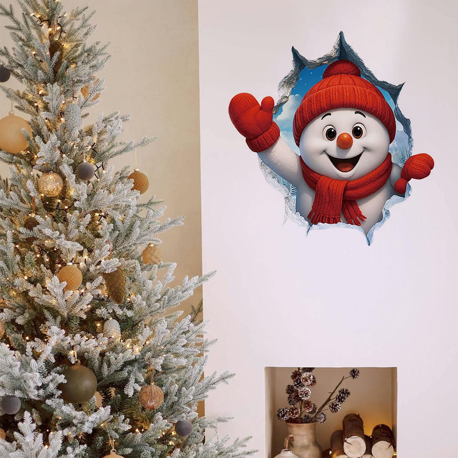 Ayprnig 3d Christmas Stickers Santa Claus Wall Decor Christmas Creative ...