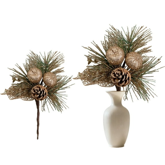 Ayprnig Christmas Tree Ornaments Picks and Sprays with Brown Pine Cone ...