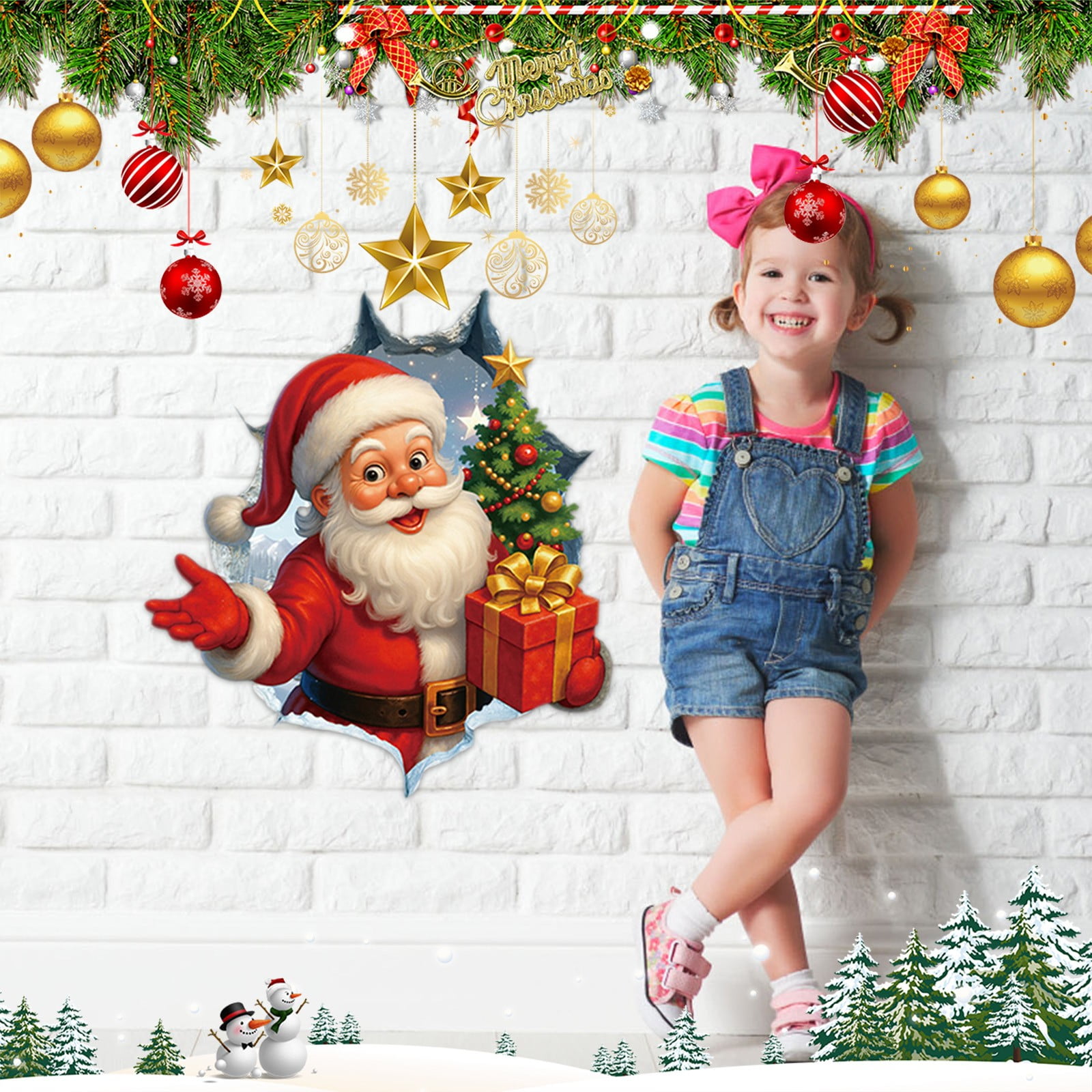 Ayprnig Santa Claus Wall Stickers Christmas Creative Wall Sticker 3d ...