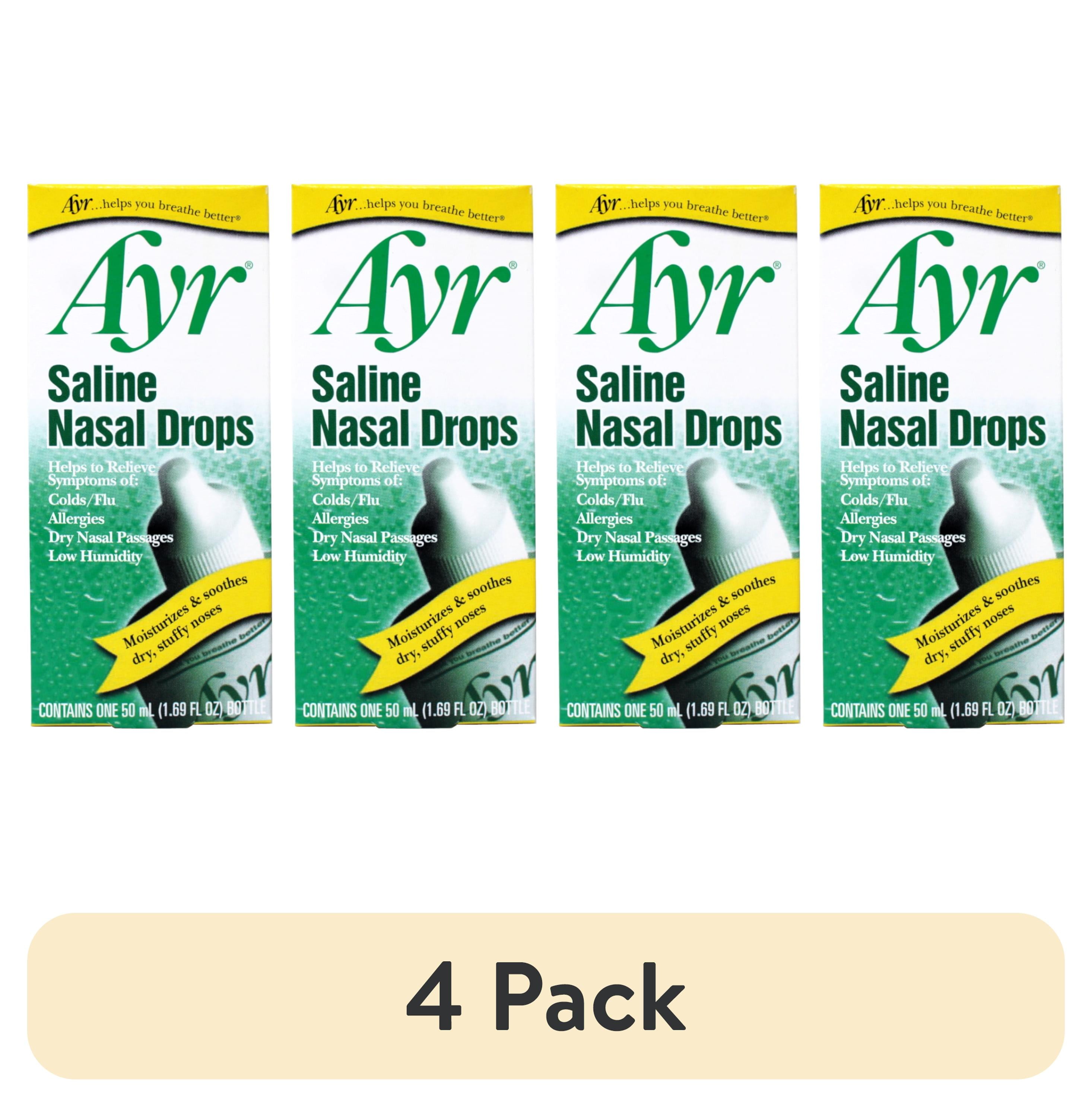 (4 pack) Ayr Saline Nasal Drops, Cold/Flu, Allergy, Dry Nasal Passages ...