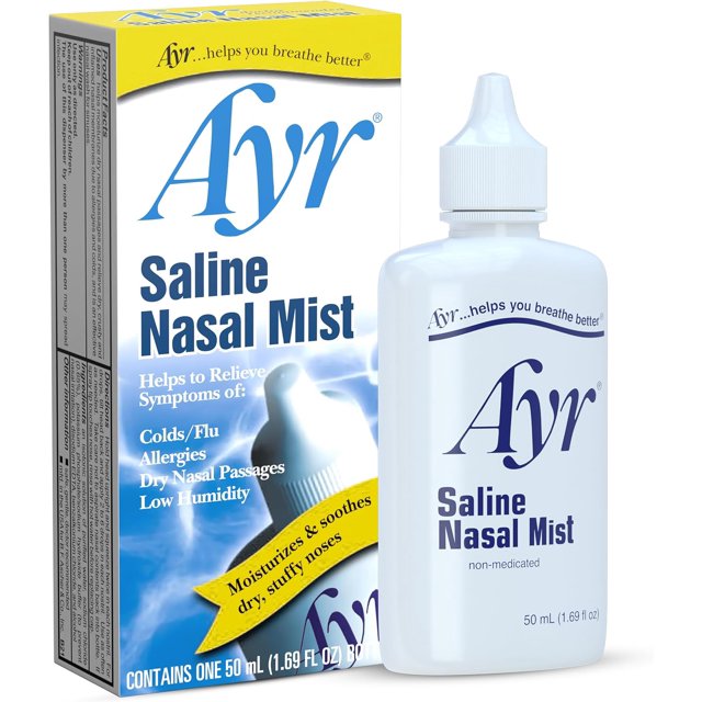 Ayr Saline Nasal Mist, 1.69 Fl Oz (Pack of 6) (Packaging may vary ...