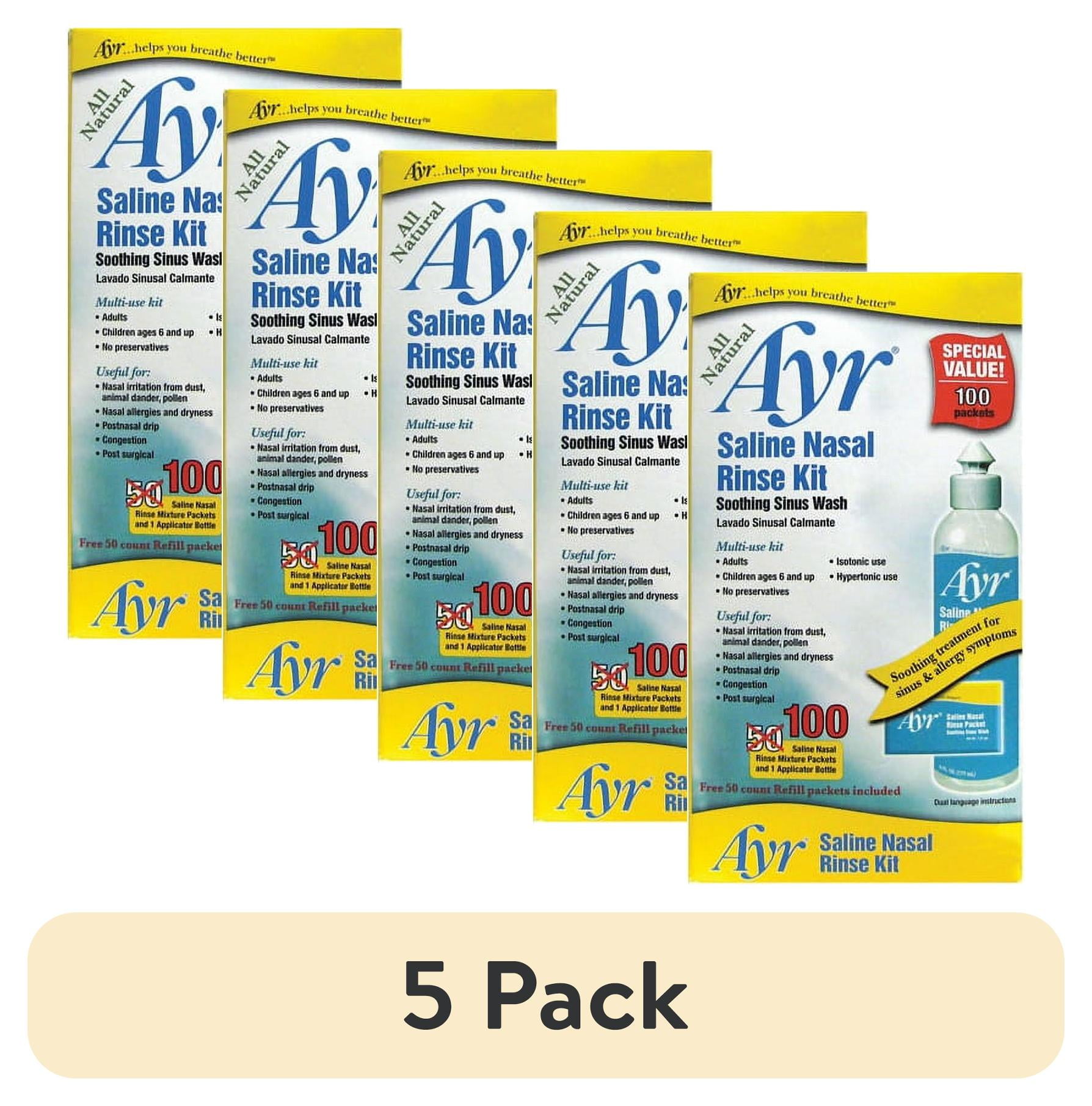 (5 pack) Ayr Saline Nasal Rinse Kit 100 Count - Walmart.com