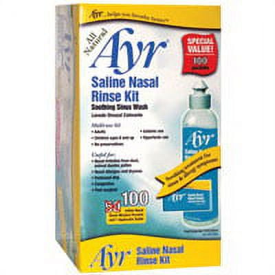 Ayr Saline Sinus Rinse Kit 100 Mix Packets Plus Applicator Bottle - 1 ...
