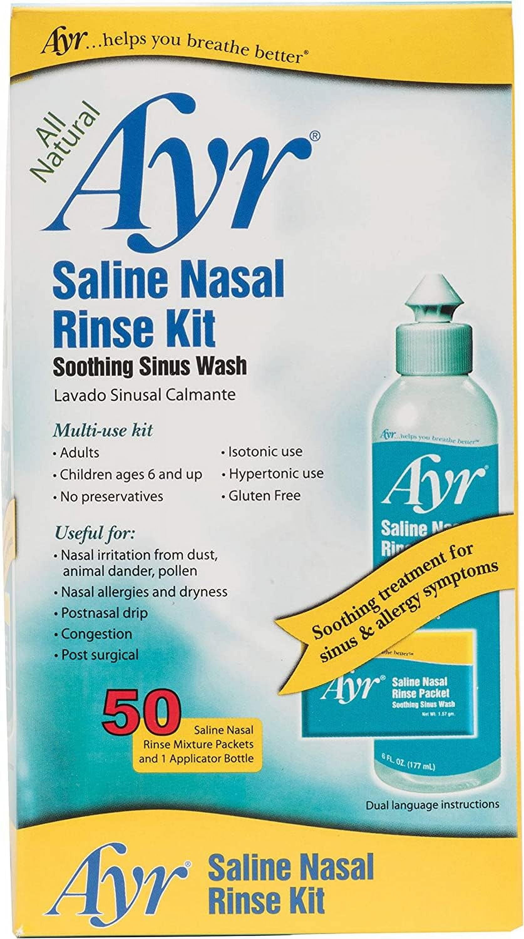 Ayr Saline Sinus Rinse Mix Packets And Applicator With Bottle - 50 Ea ...