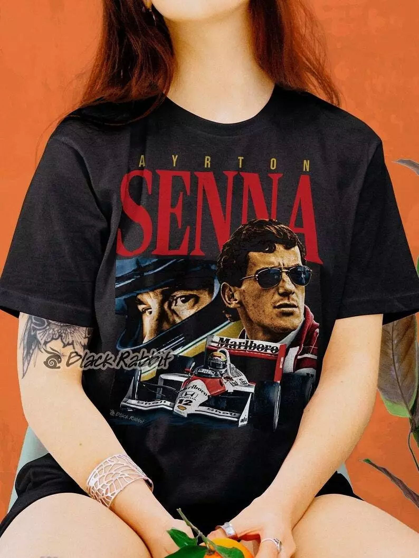 Ayrton Senna 90s Racing Retro Vintage Classic BLACK T-Shirt - Walmart.com