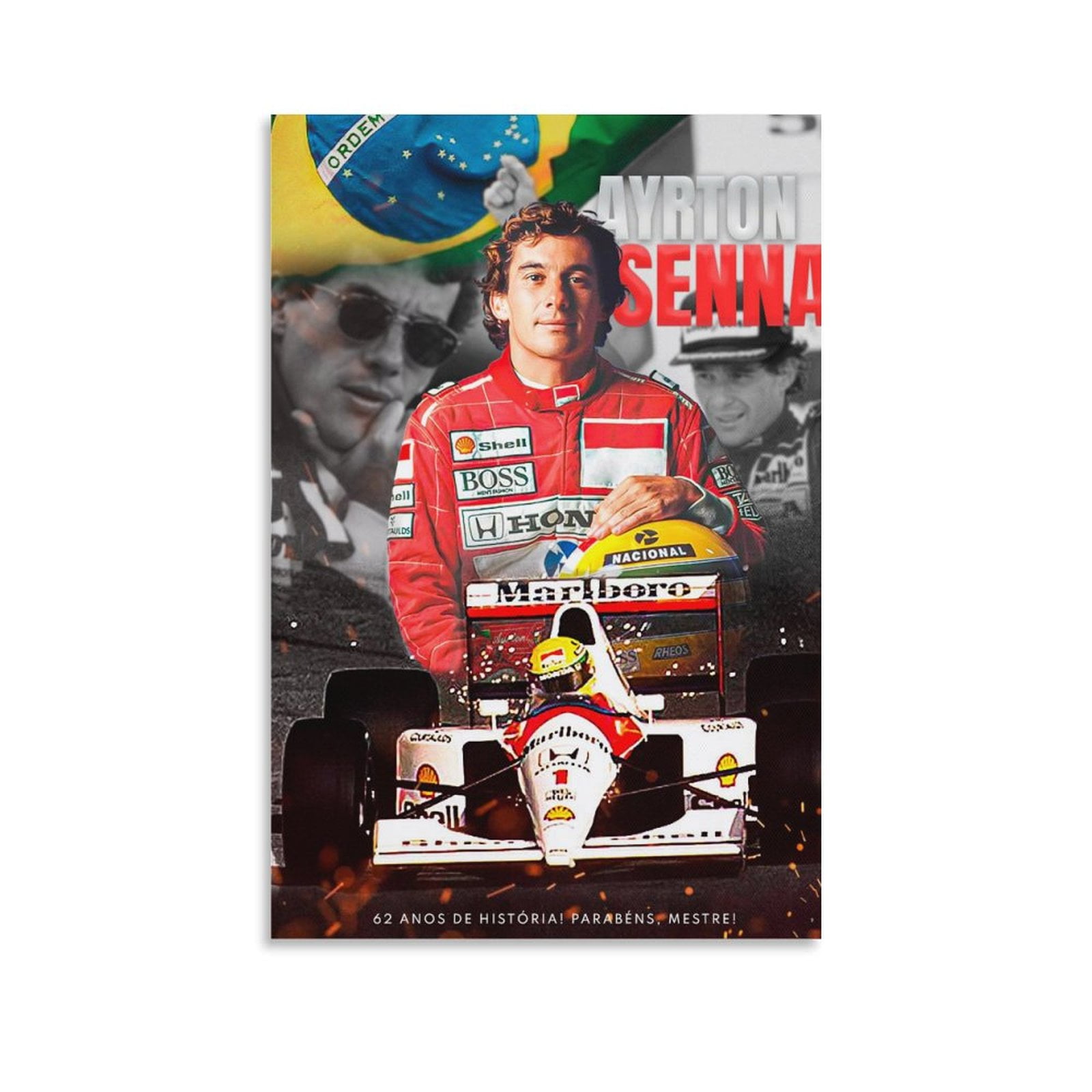 Ayrton-Senna Art Posters Racing- Posters Wall Art Painting Canvas Gift ...