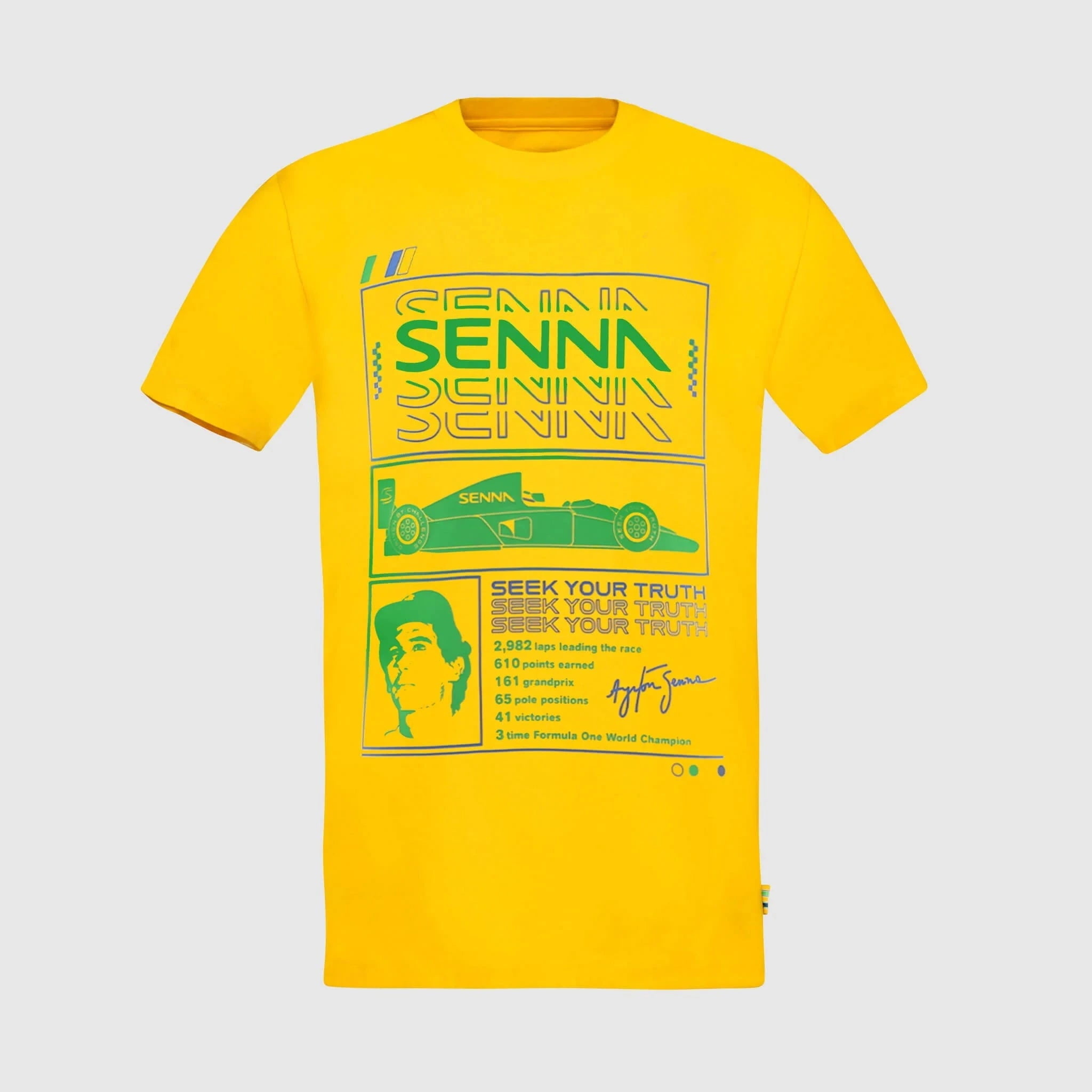 Ayrton Senna F1 Race T-Shirt - White/Yellow - Walmart.com