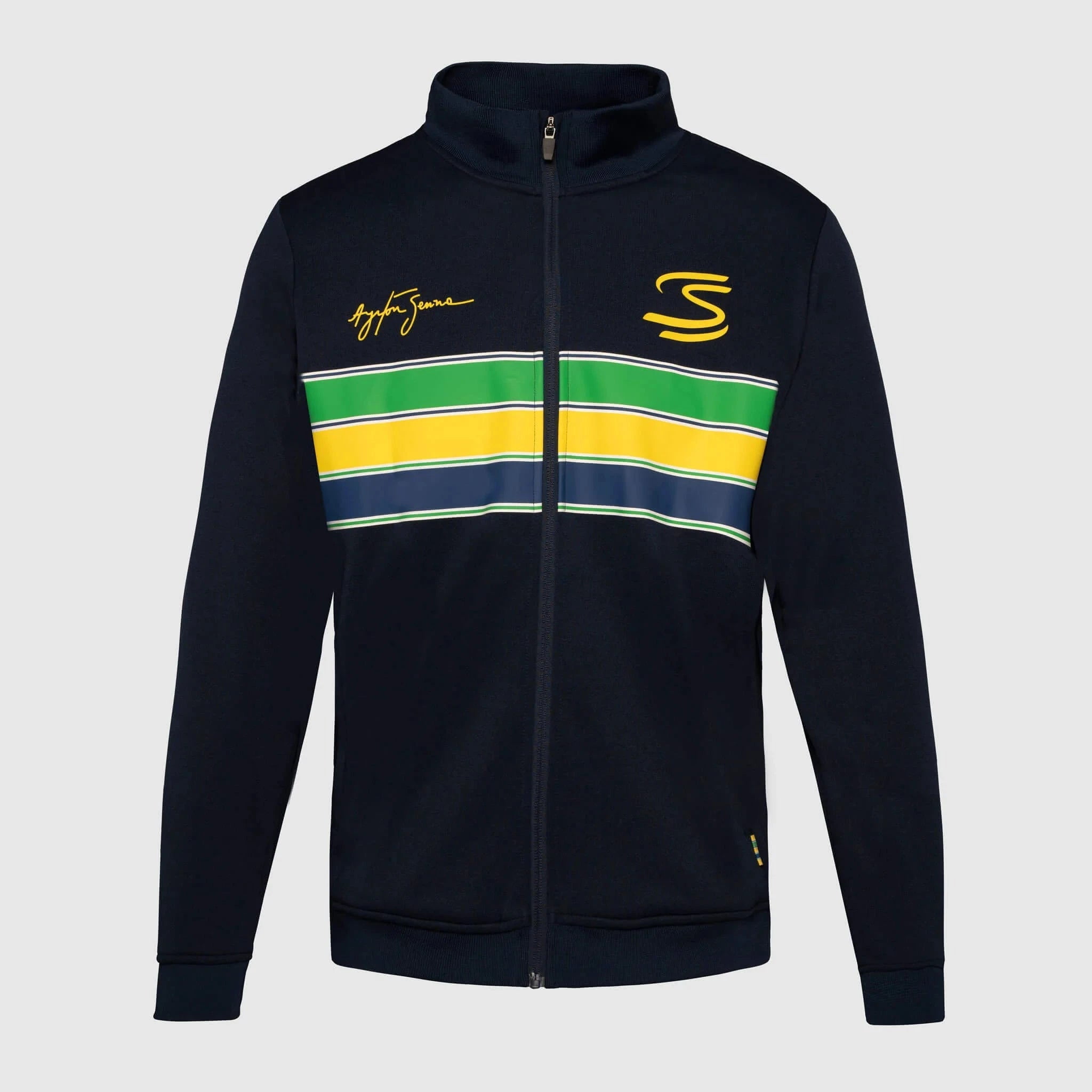 Ayrton Senna F1 Retro Stripe Pullover Jacket - White/Navy - Walmart.com
